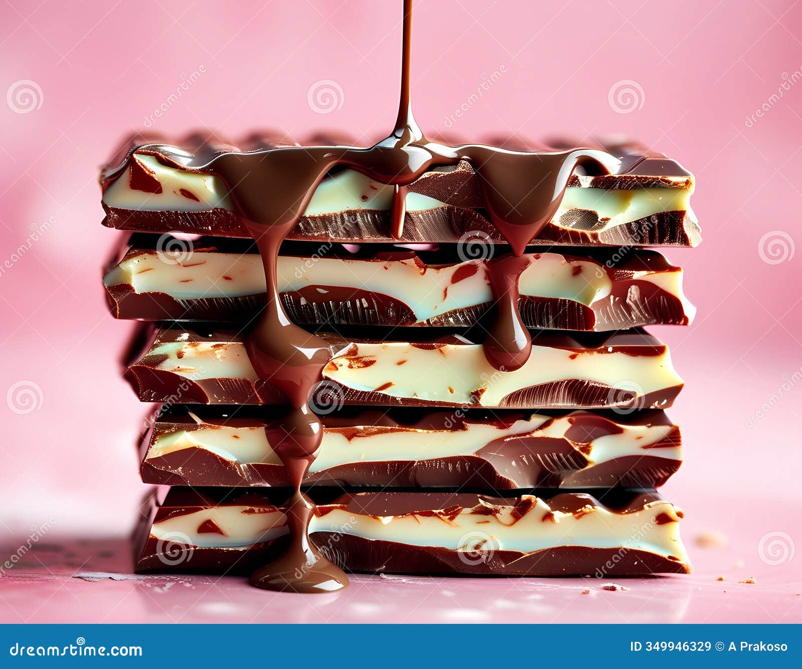 Stack of Milk Chocolate Bars with Melted Drizzle on Pink Backdrop Stock Image - Image of milk ...