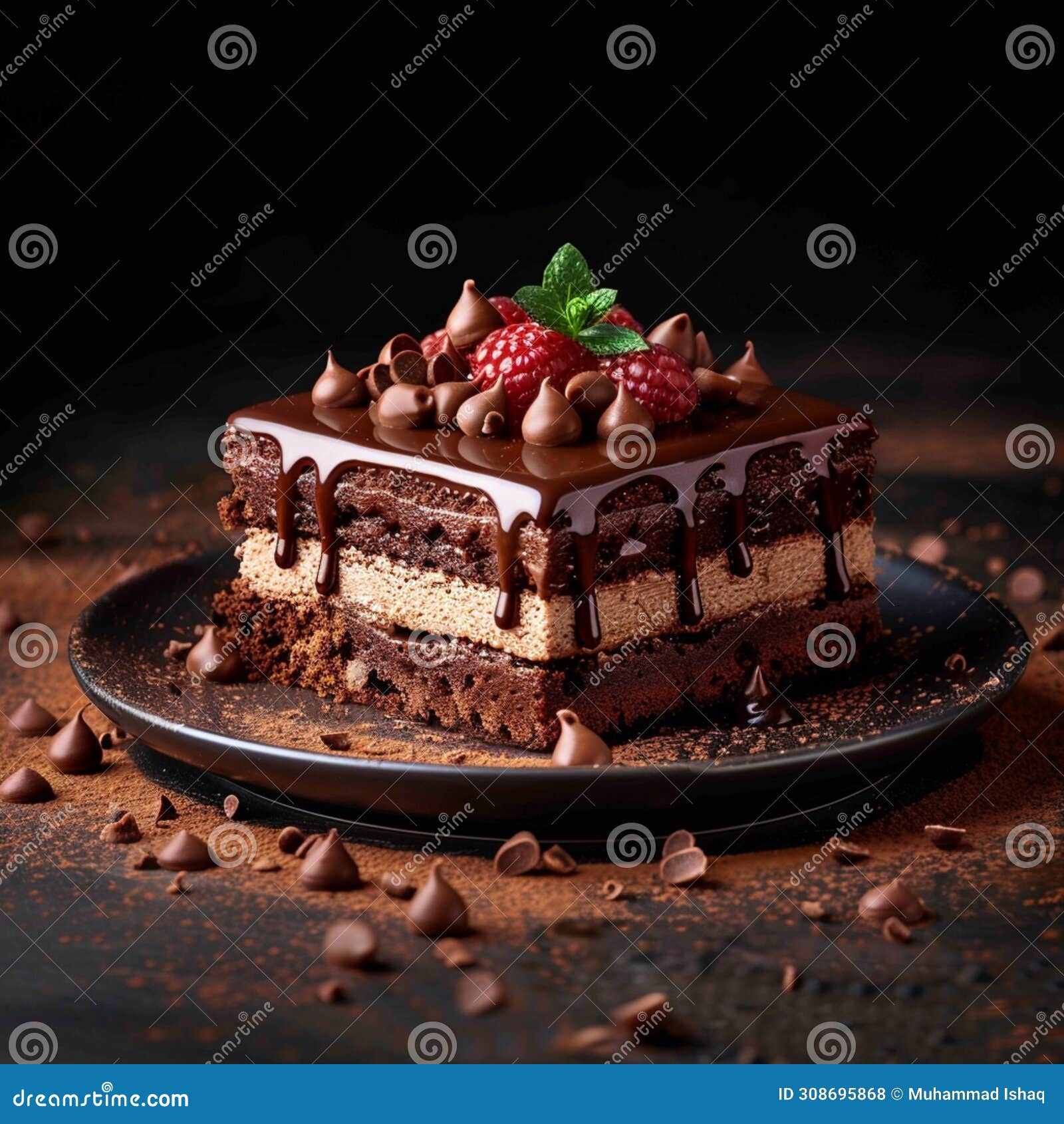 Tempting Sweetness Chocotorta On Dark Backdrop, Ready For Customization ...