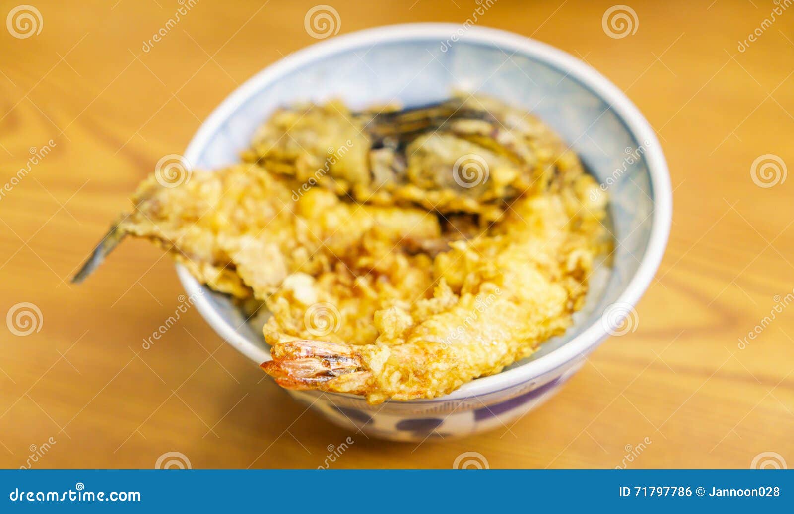 Tempura bowl on table. stock photo. Image of meal, cuisine - 71797786