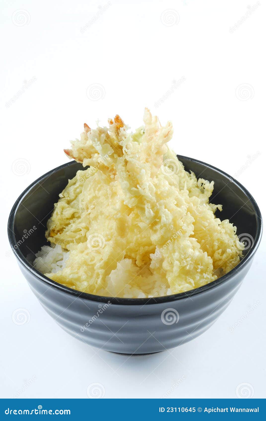 Tempura on rice stock image. Image of bowl, tempura, steamed - 23110645
