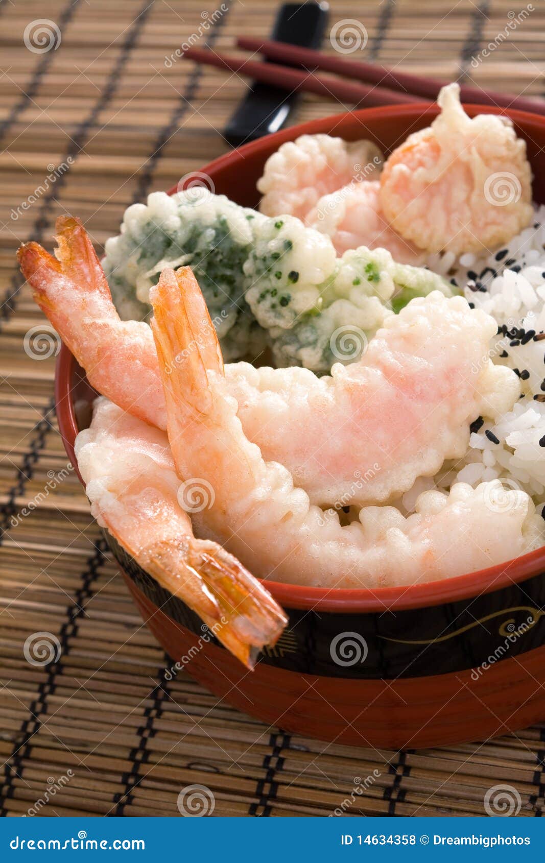 Tempura Rice Bowl stock photo. Image of vegetable, battered - 14634358