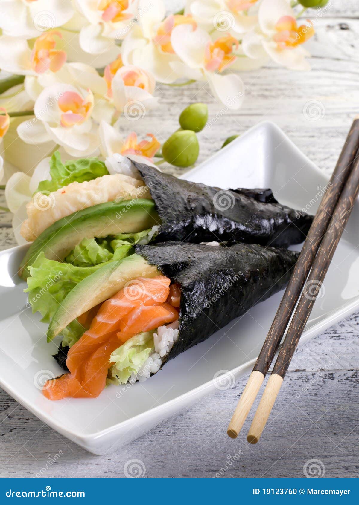 Tempura and sake temaki stock photo. Image of oriental - 19123760