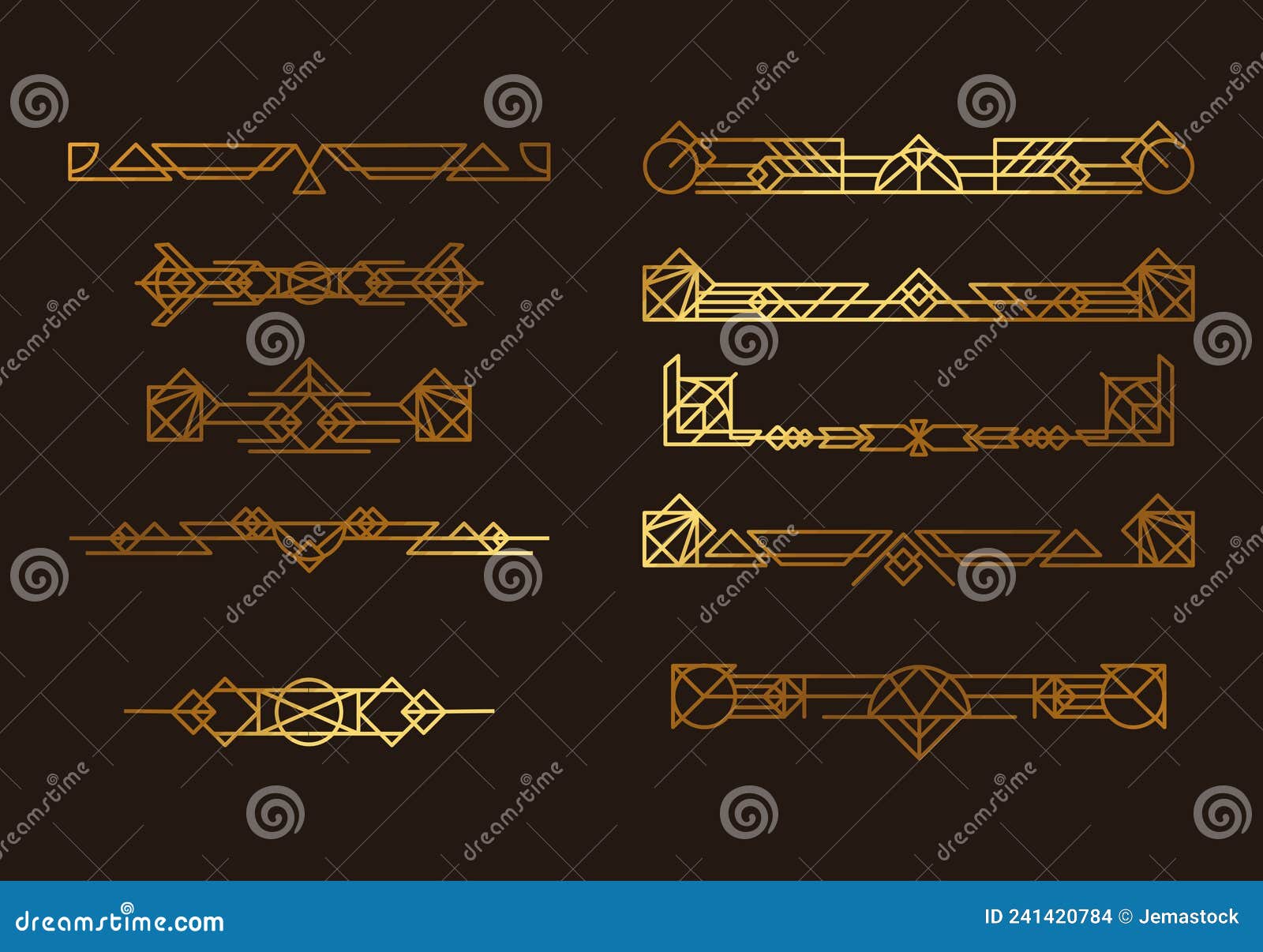 Ten art deco frames stock vector. Illustration of luxury - 241420784