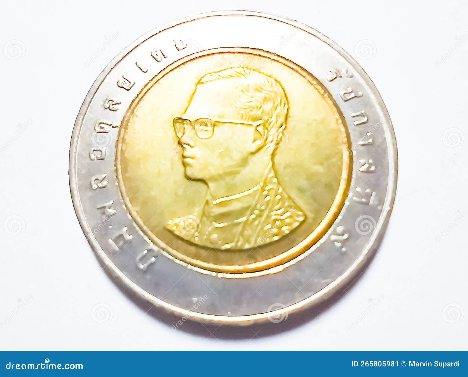 Ten Baht. Thailand coin stock image. Image of silver - 265805981