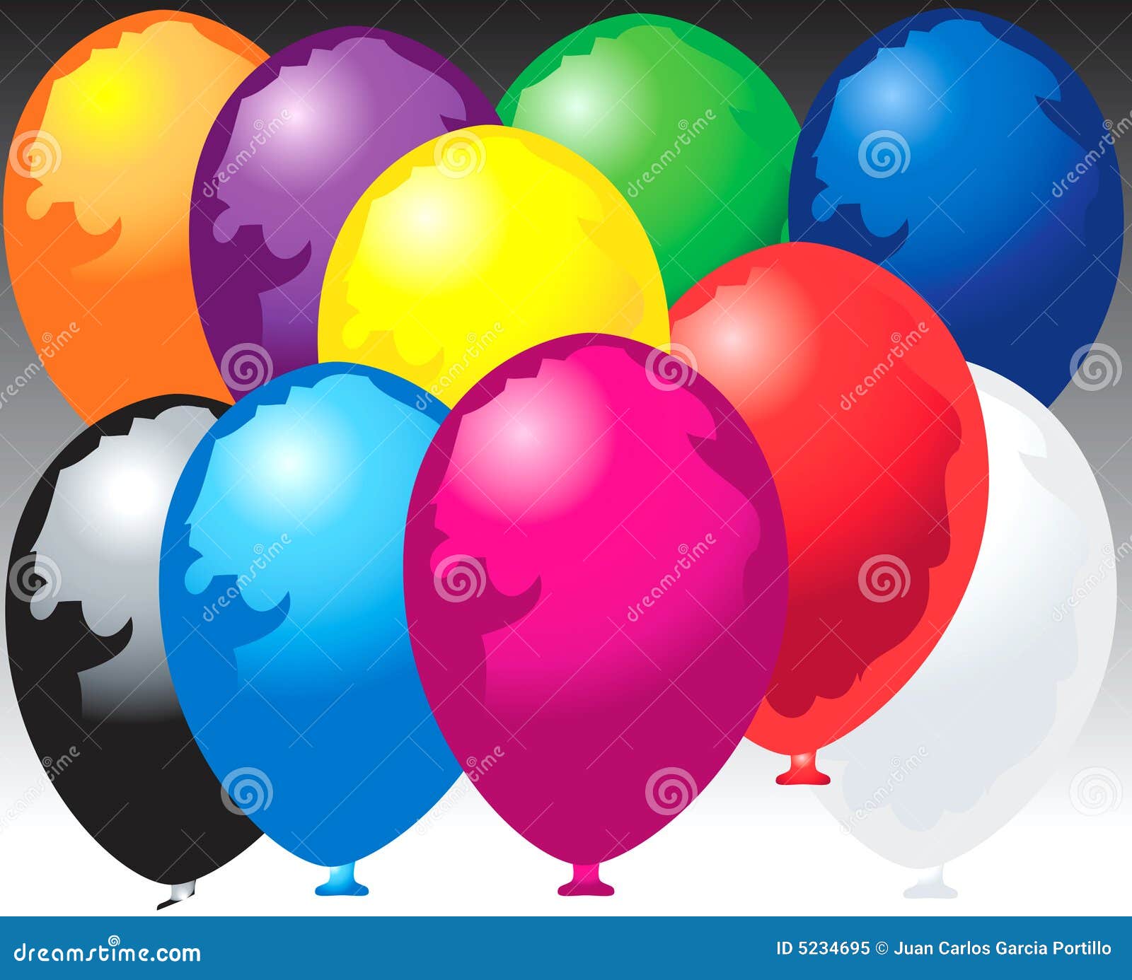 Ten balloons stock vector. Illustration of green, orange - 5234695