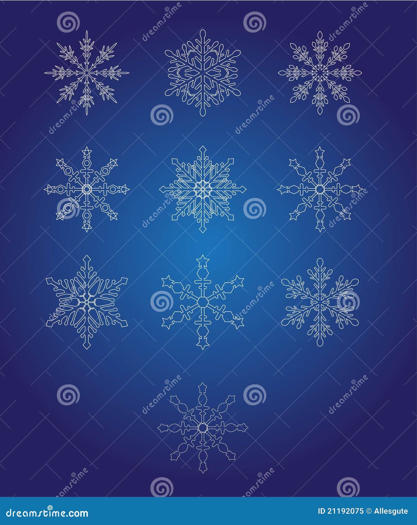 Ten beautiful snowflakes stock vector. Illustration of shape - 21192075