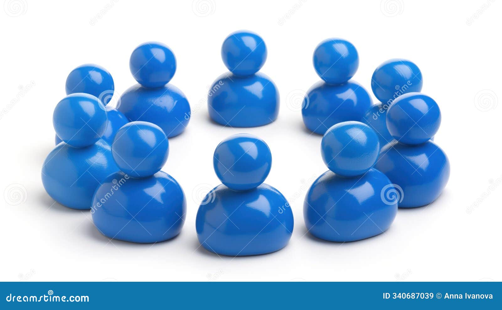 Ten Blue Figures are Positioned in a Circular Formation, Representing ...