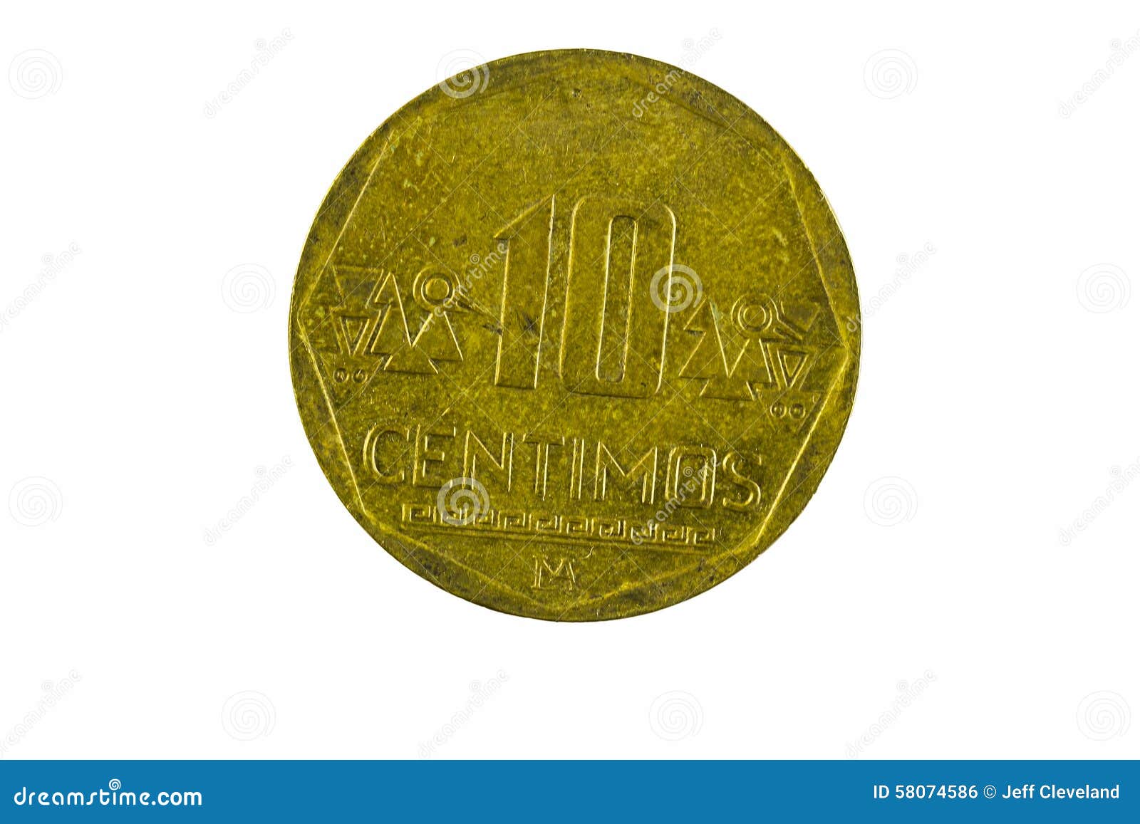 Ten Centimos Metal Coin from Peru Closeup Stock Photo - Image of metal ...