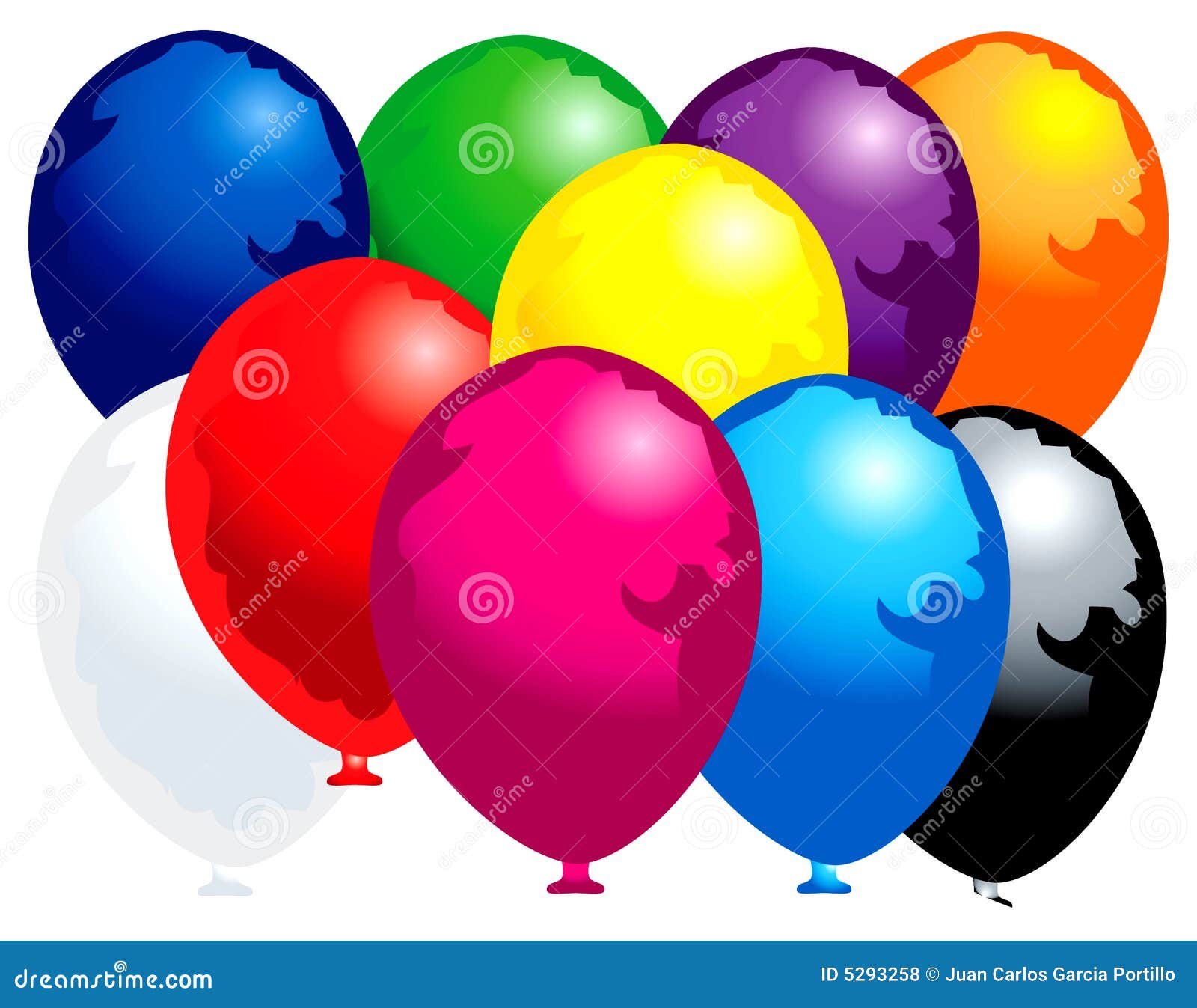 Ten Colored Balloons Royalty Free Stock Photos - Image: 5293258