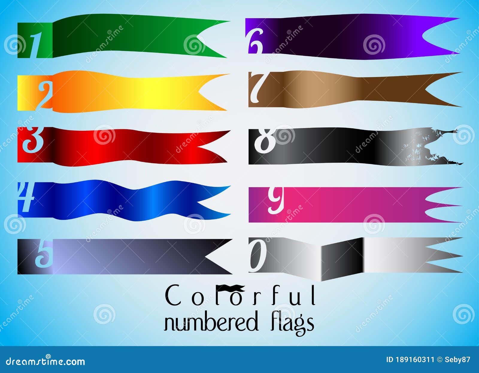 Ten Colorful Numbered Flag Set Stock Vector - Illustration of business ...