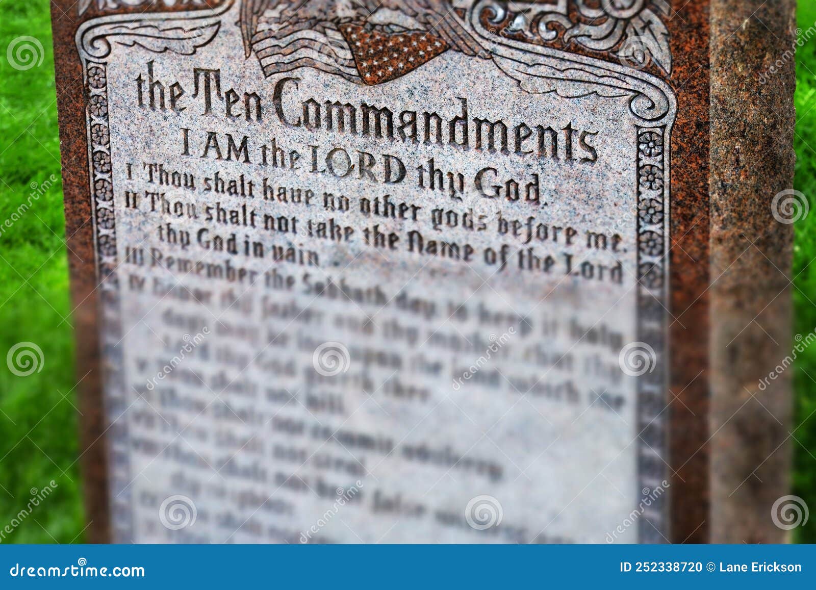Ten Commandments on Display in City Park Stock Photo - Image of message ...