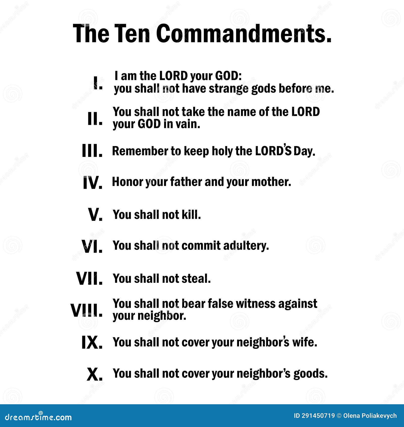 Ten Commandments of God in English. Vector Illustration. EPS 10 Stock ...