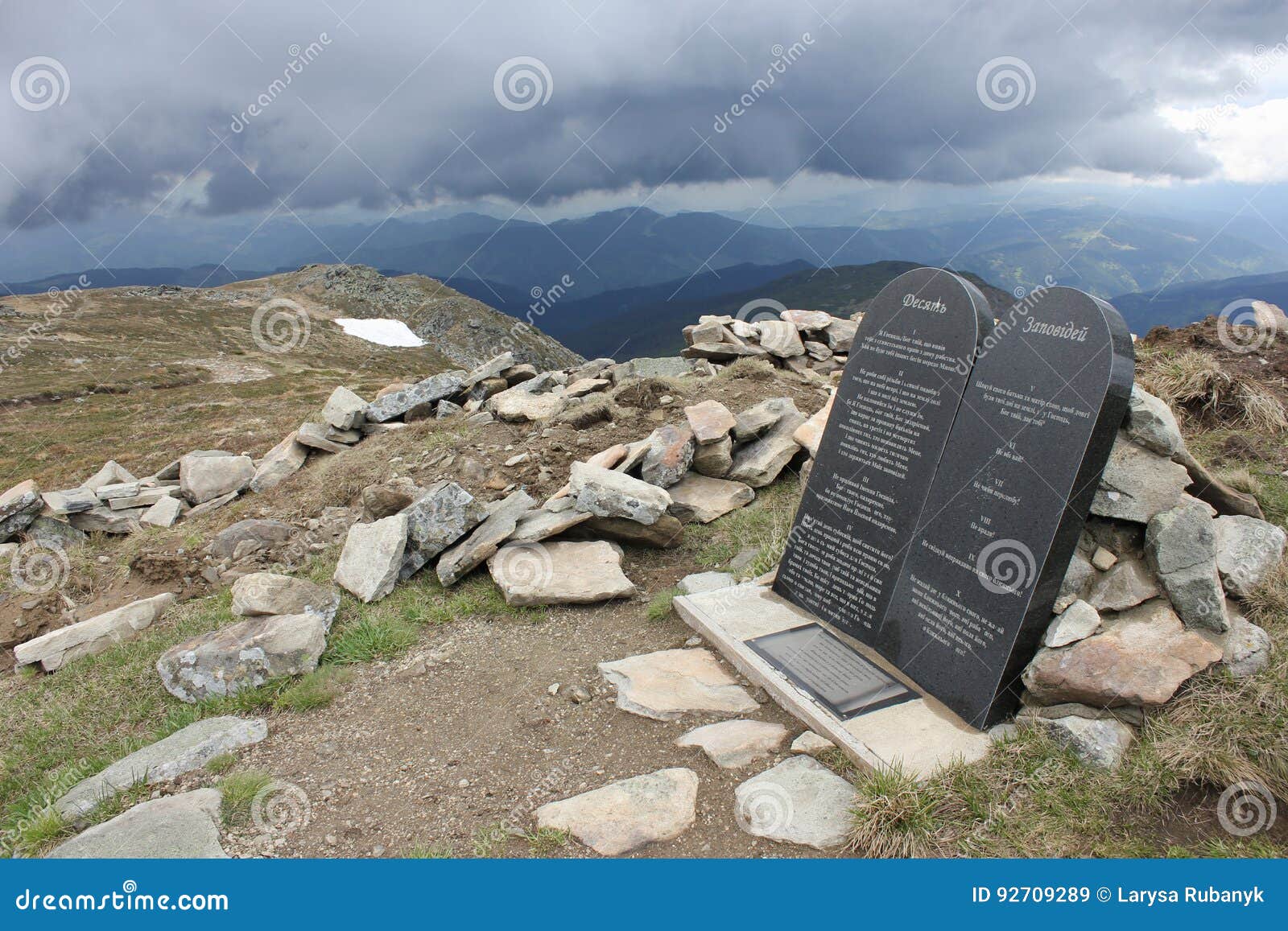 Ten Commandments Stones in the Mountains Stock Image - Image of easter ...