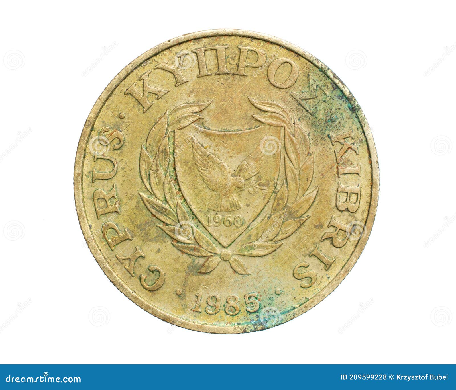 Ten Cyprus Cent Coin on a White Isolated Background Stock Photo - Image ...