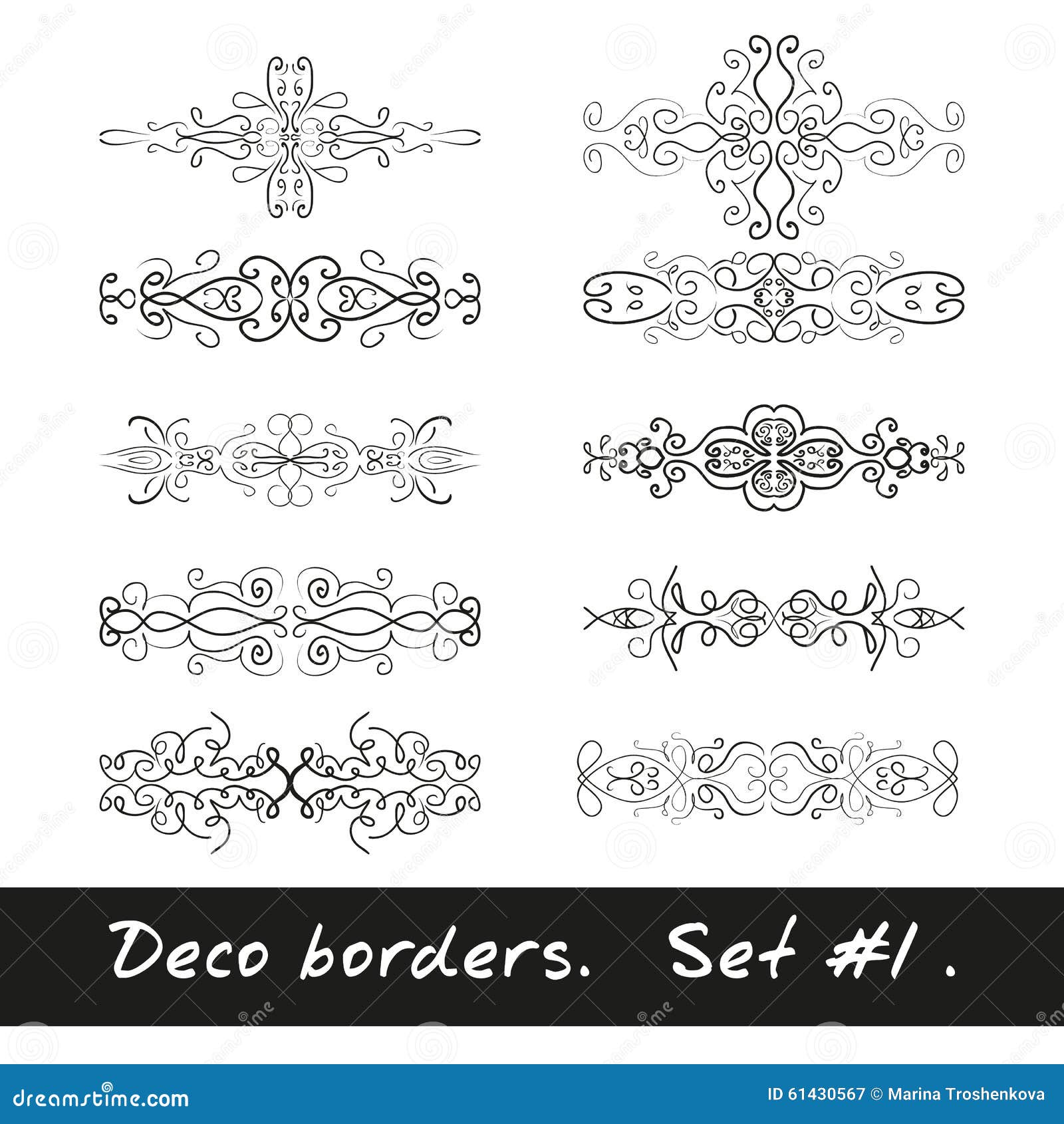 Ten Decorative Borders in White Color. Set 1 Stock Vector ...