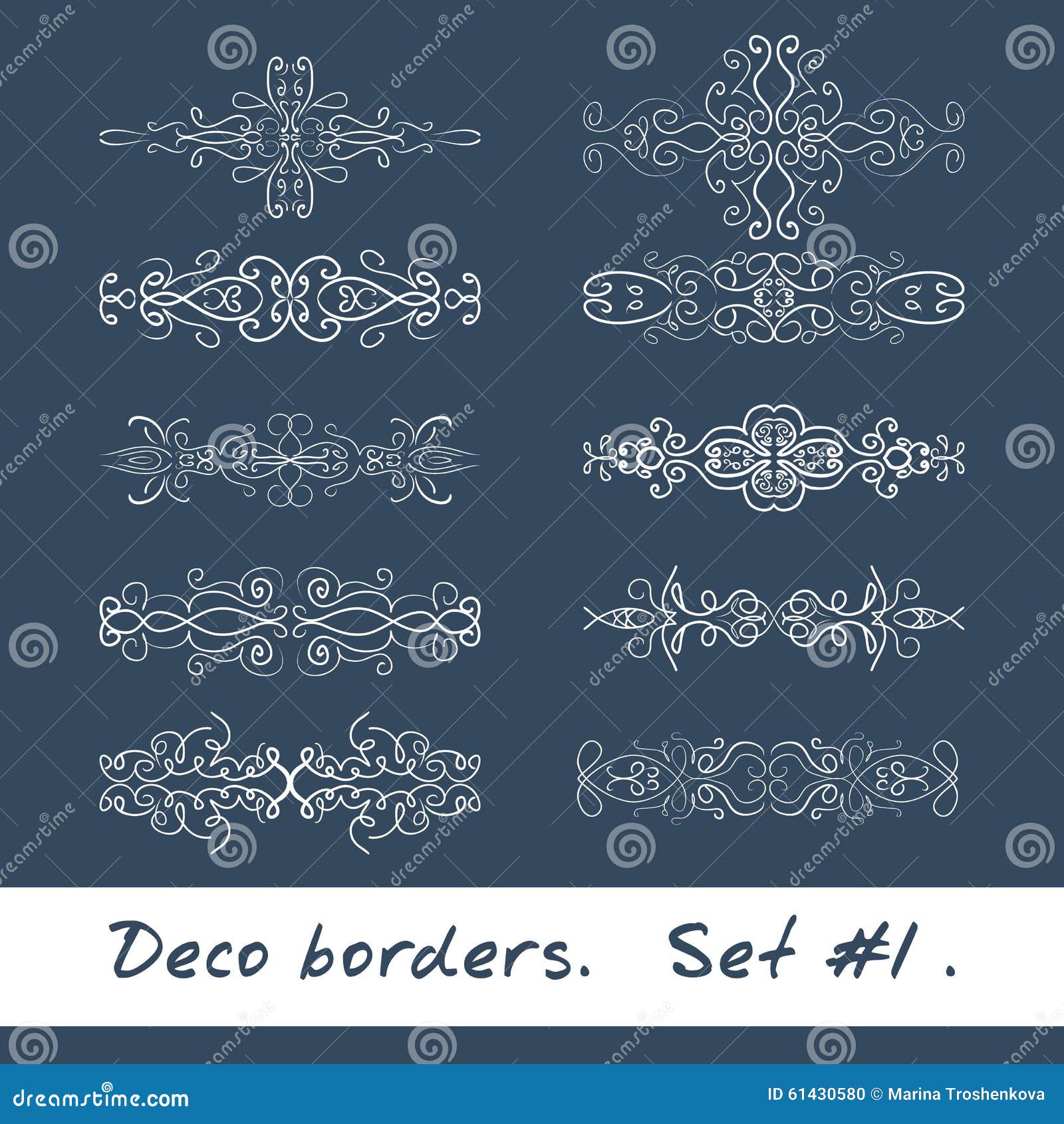 Ten Decorative Borders in White Color. Set 1 Stock Vector ...