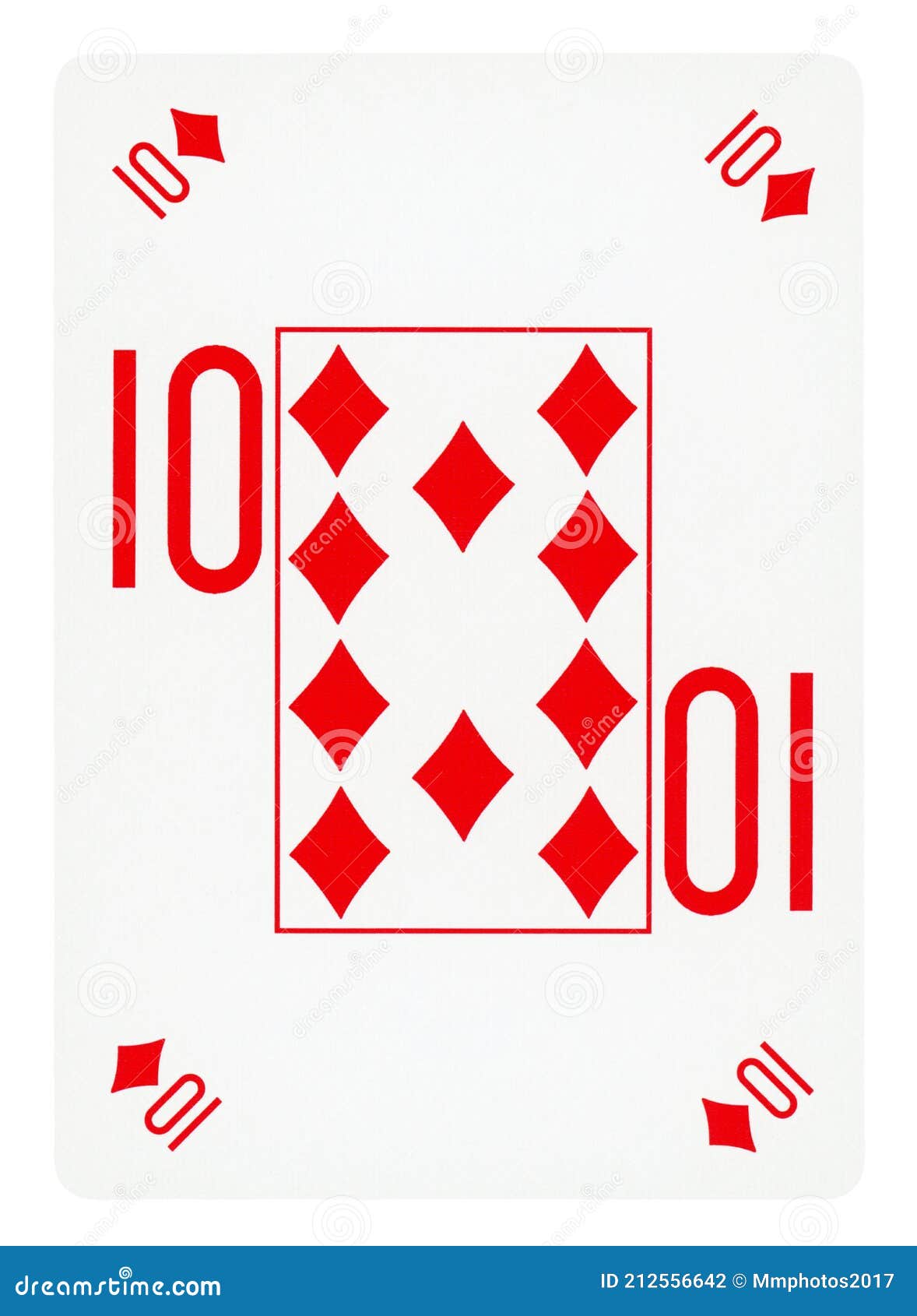 Ten Of Diamonds Playing Card Isolated On White Stock Illustration