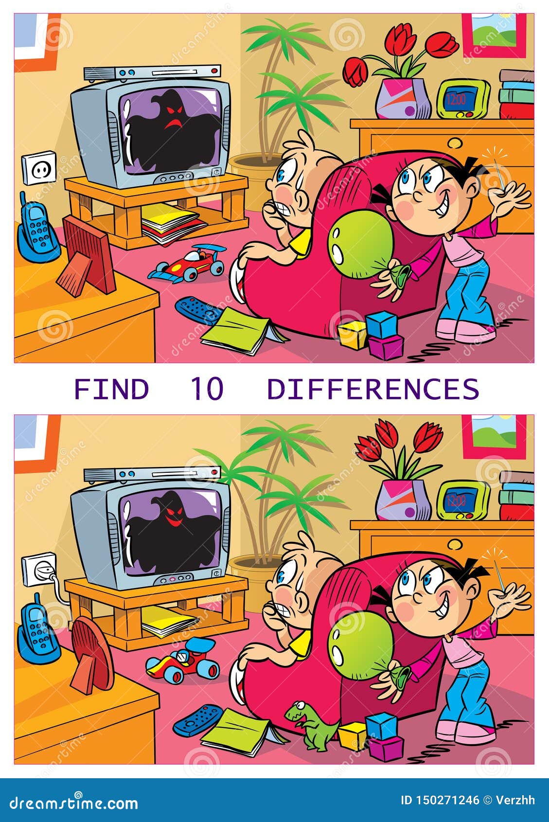 Ten Differences with a Funny Cast Stock Vector - Illustration of ...