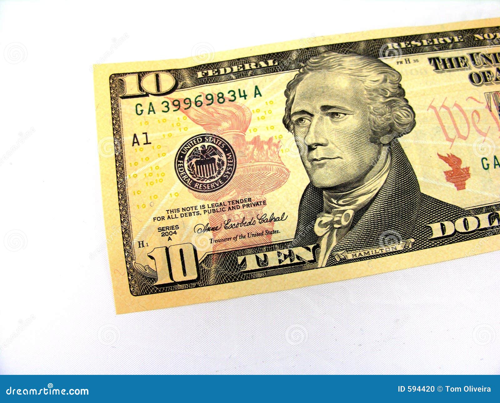 Ten Dollar bill. stock photo. Image of donation, business - 594420