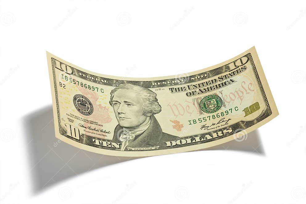 Ten Dollar Bill Isolated stock photo. Image of dollars - 13152310