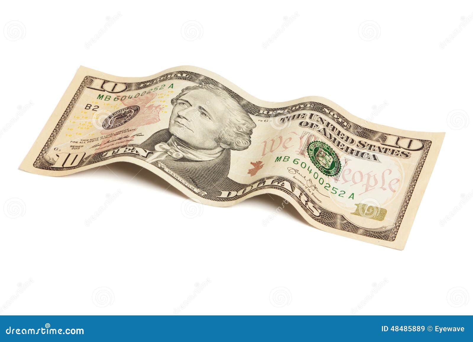 Ten Dollar Bill Isolated with Clipping Path Stock Image - Image of ...