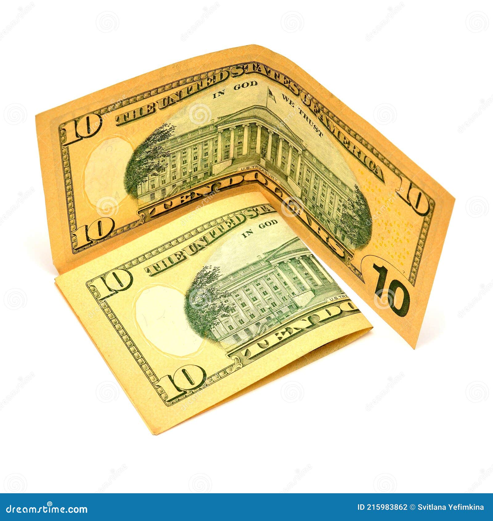 Ten dollars bills stock photo. Image of backdrop, business - 215983862