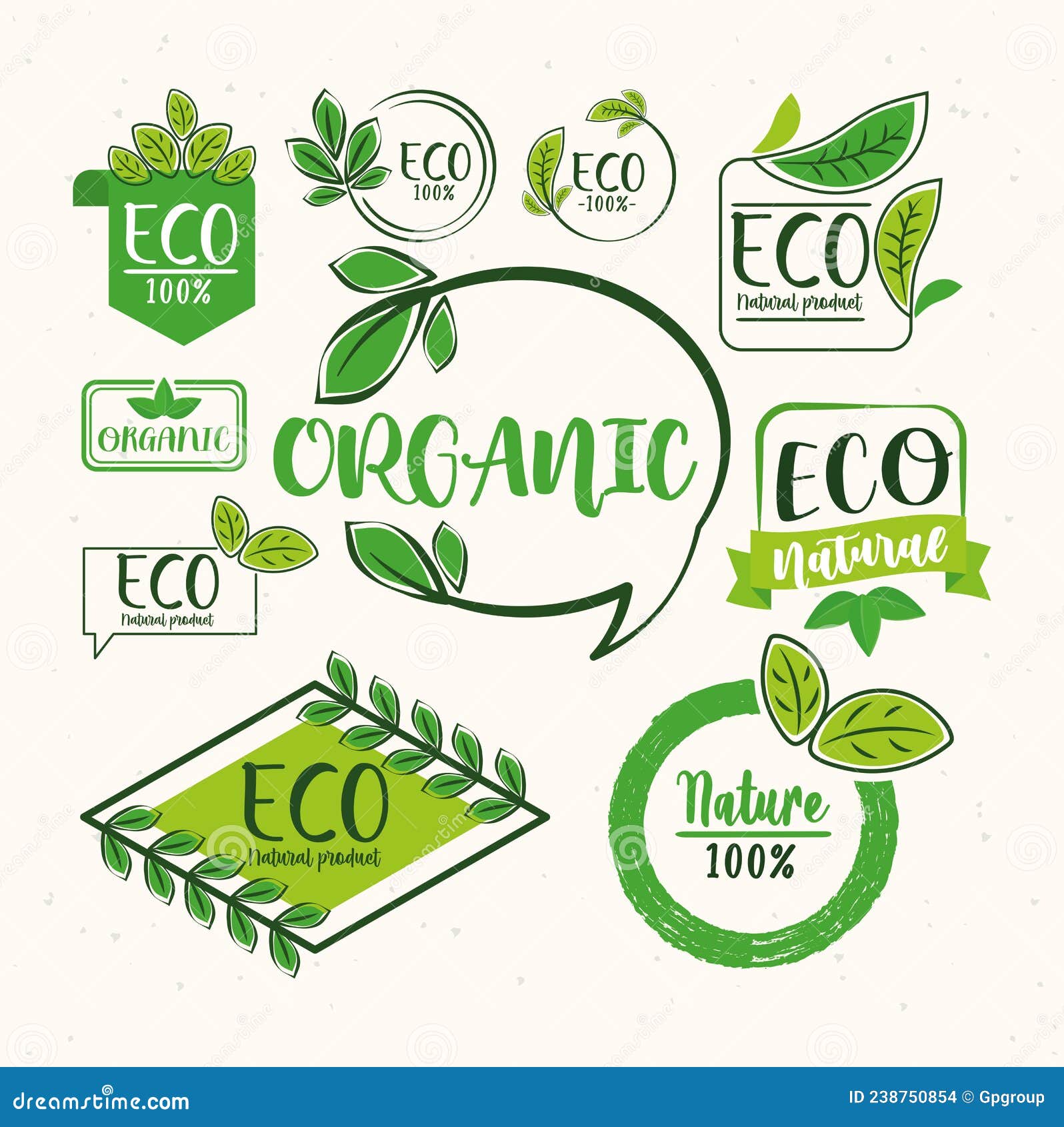 Ten eco labels stock vector. Illustration of healthy - 238750854