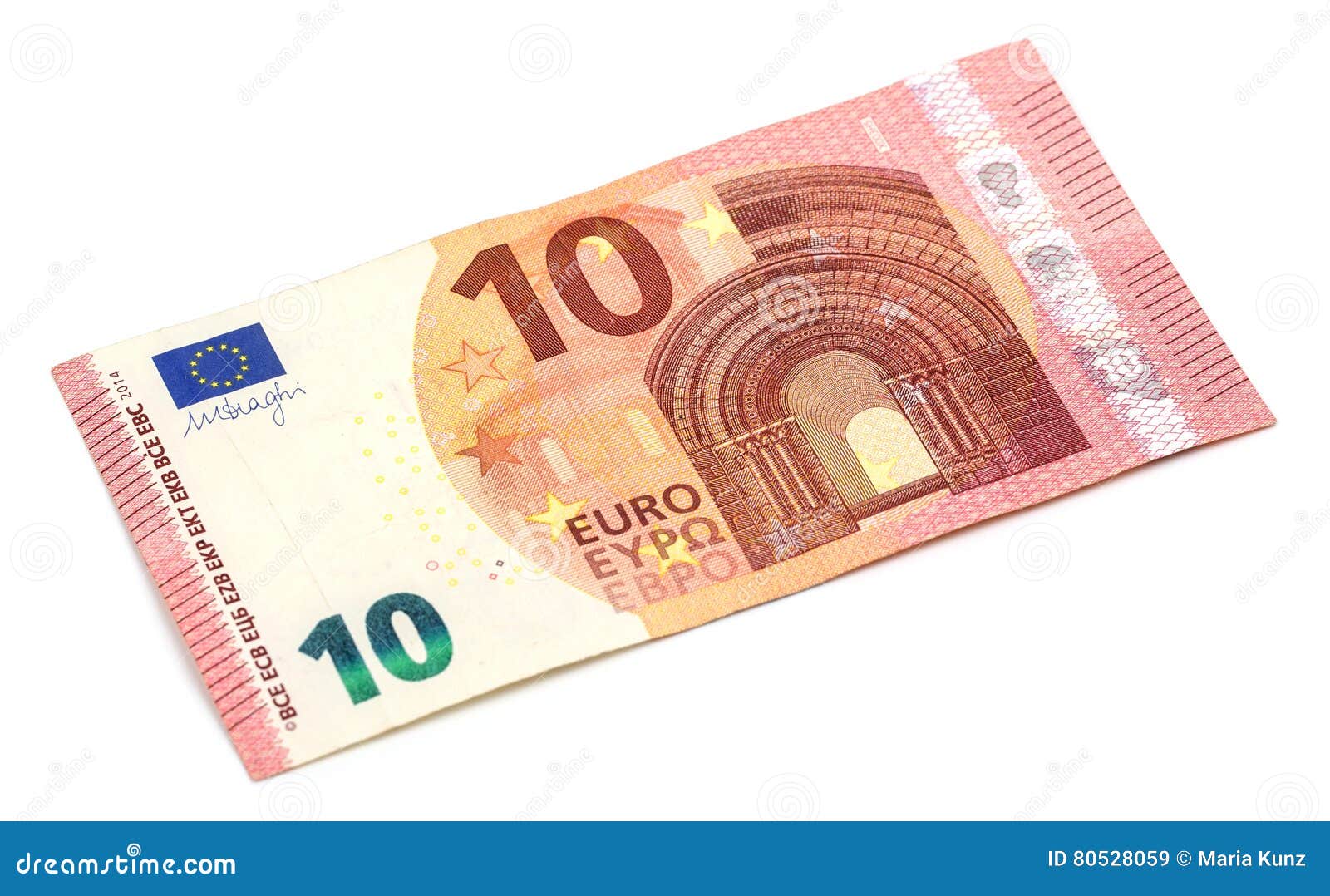 Ten Euro Banknote, Isolated on White Stock Image - Image of note, cash ...