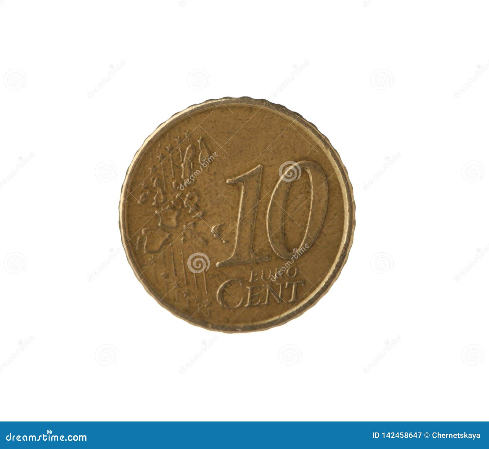 Ten Euro Cent Coin on White Stock Image - Image of money, financial ...