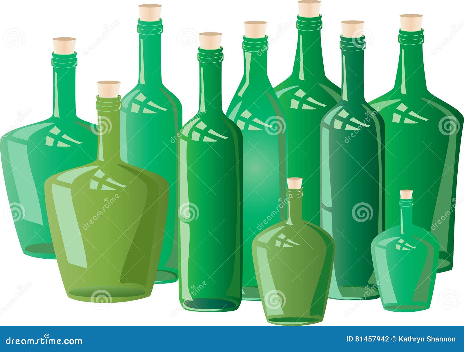 Green Bottles Vector Illustration | CartoonDealer.com #42416900