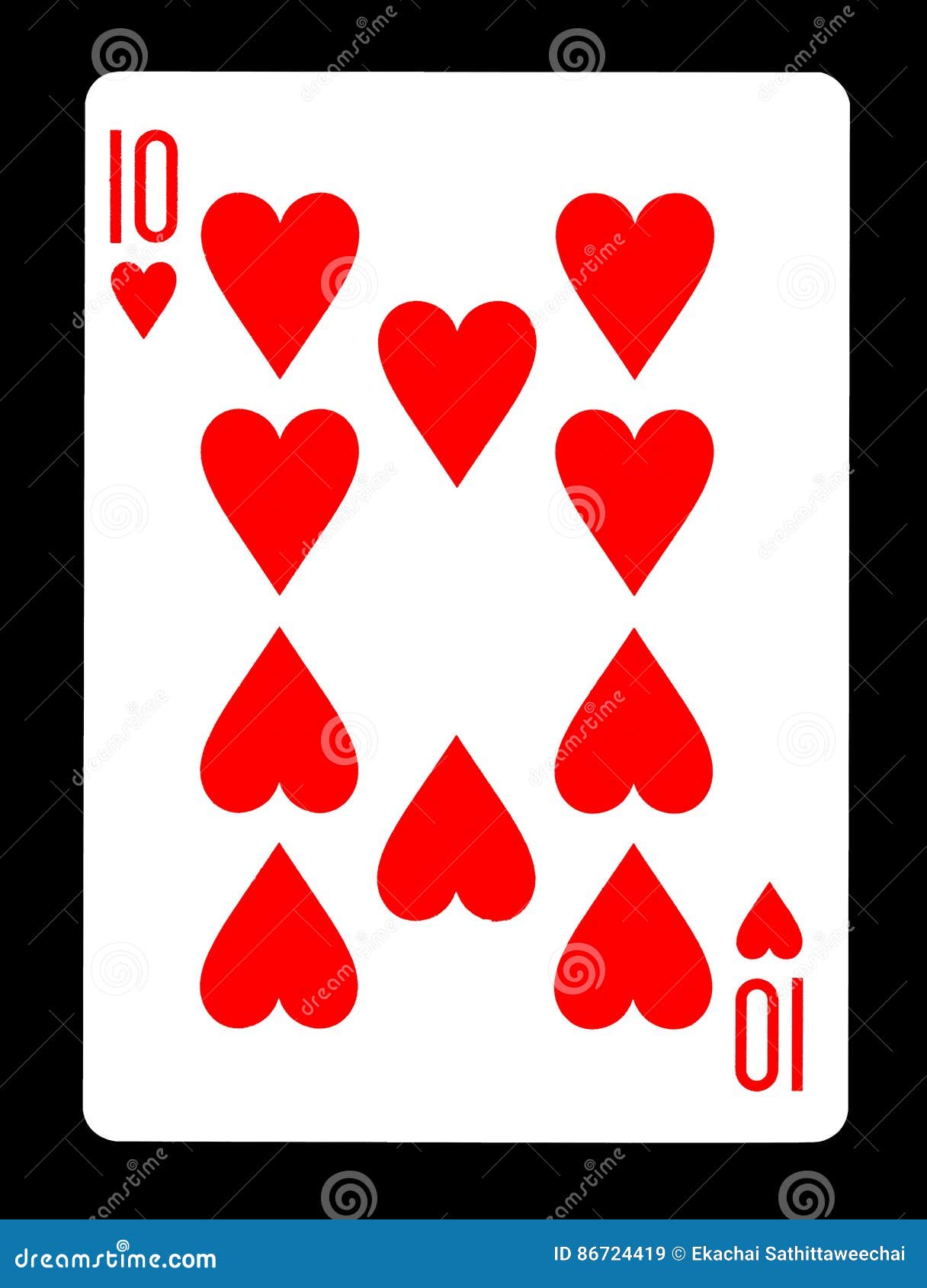 Ten of Hearts Playing Card, Stock Image - Image of bridge, hearts: 86724419