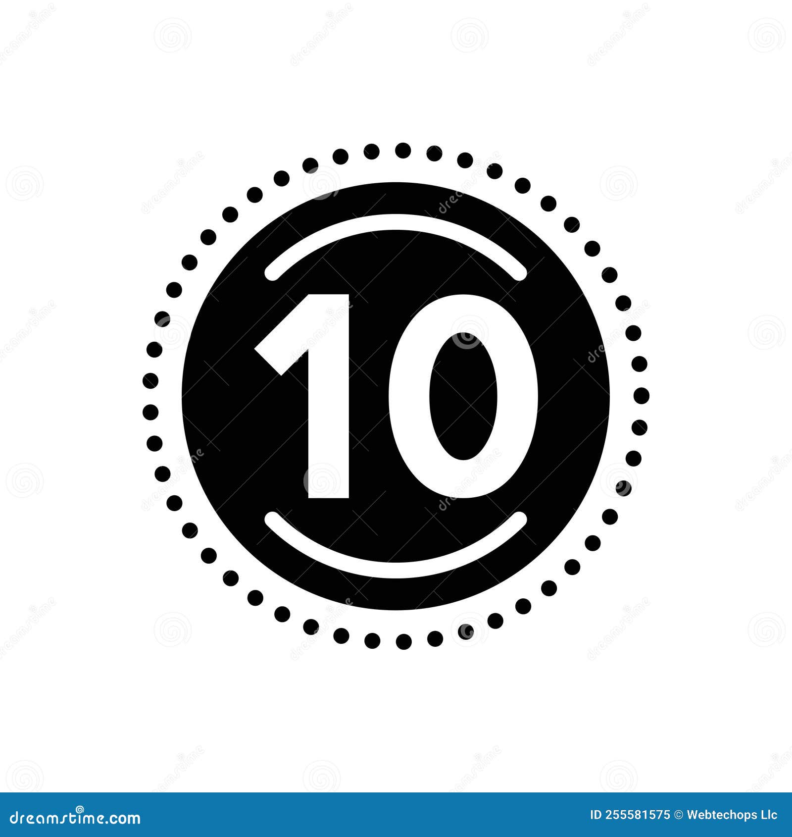 Black Solid Icon for Ten, Label and Number Stock Vector - Illustration ...