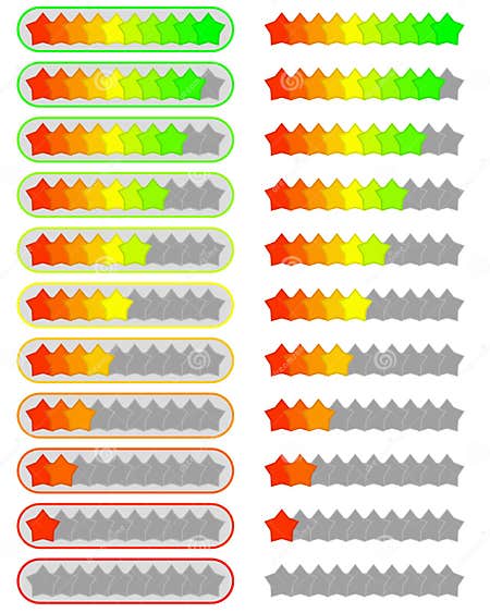 Ten Level Star Rating System Sets Stock Vector - Illustration of design ...