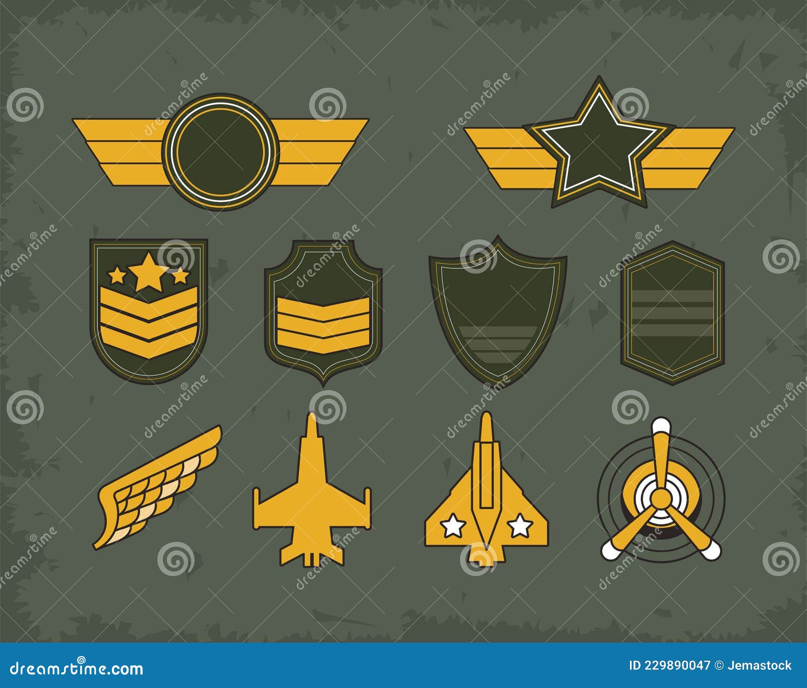 Ten military emblems stock vector. Illustration of patches - 229890047