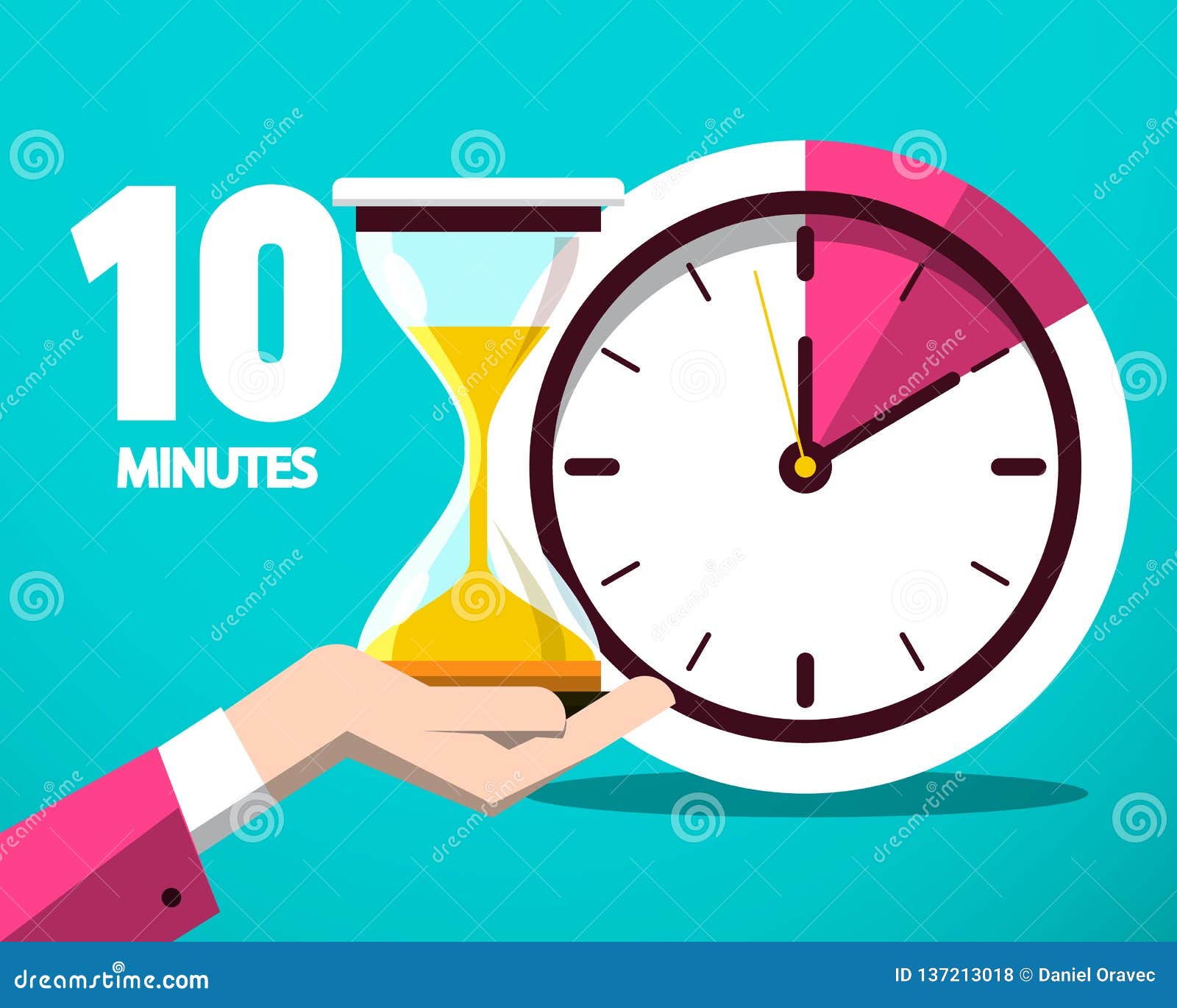 Ten 10 Minutes Counter Clock and Hourglass Icon Stock Vector ...
