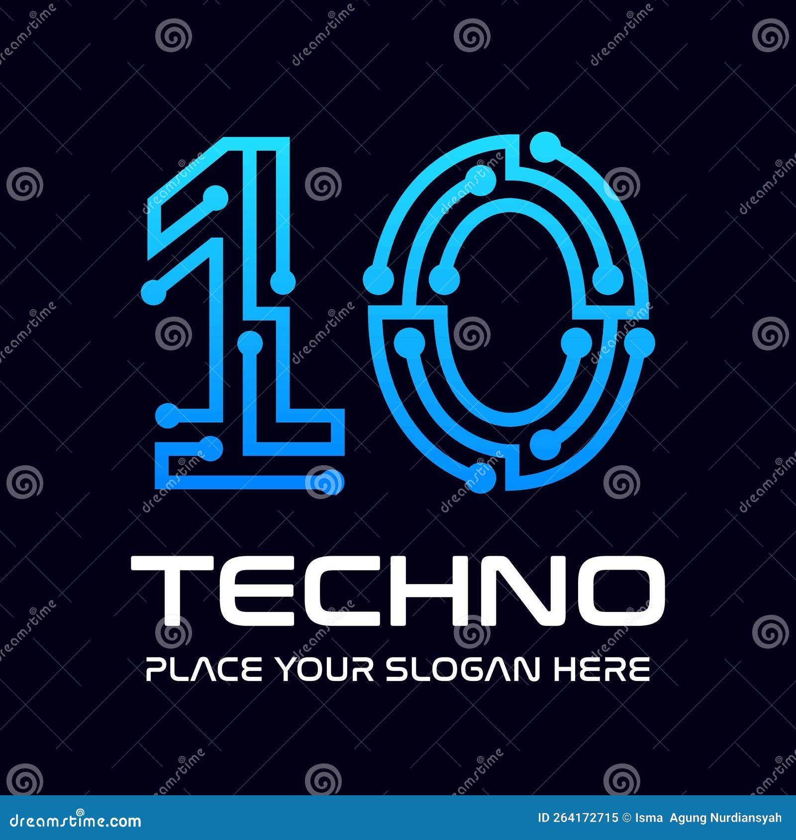 Ten or 10 Number Technology Vector Logo Template Stock Vector ...