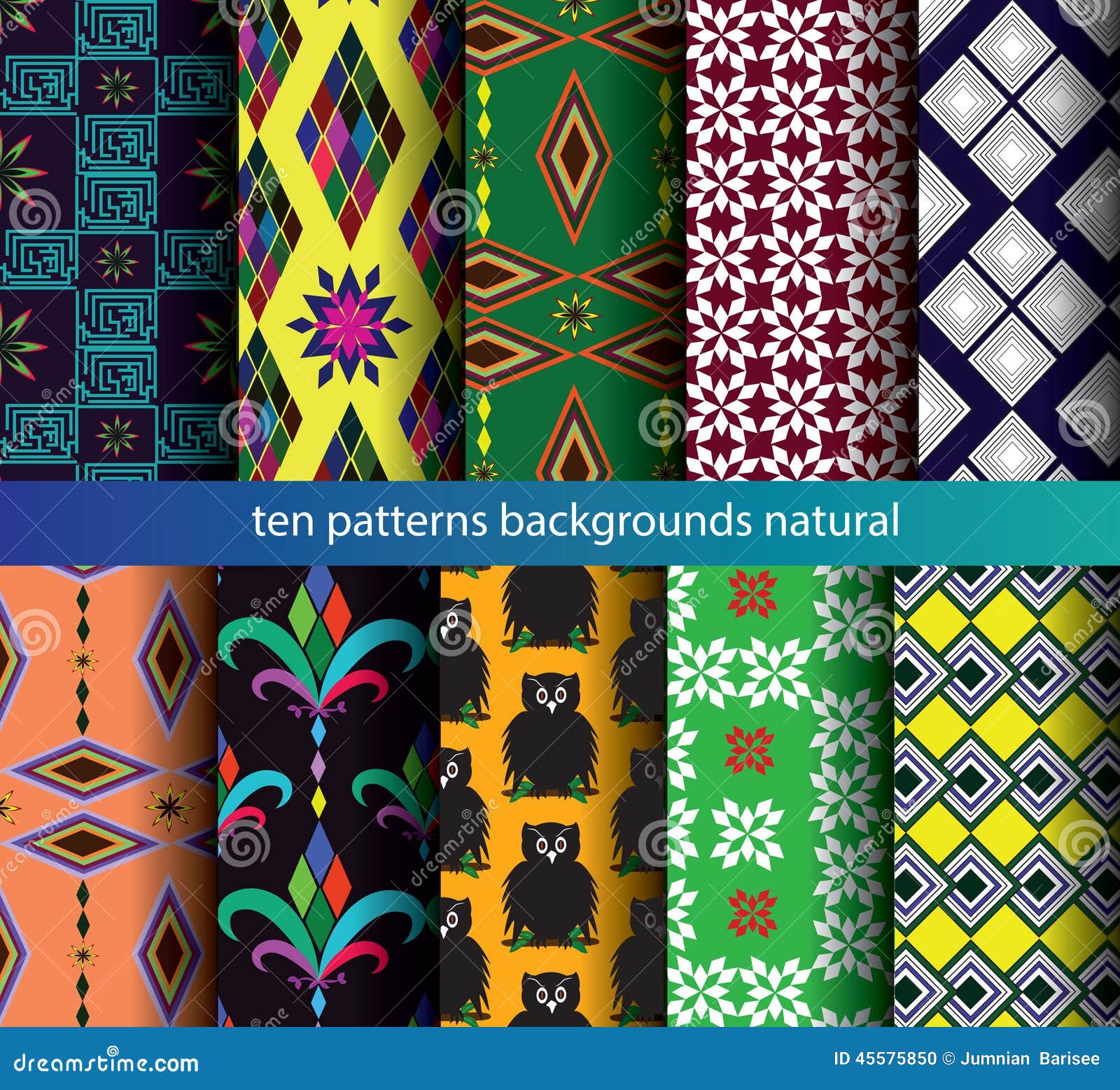 Ten Patterns Backgrounds Seamless. Stock Illustration - Illustration of ...
