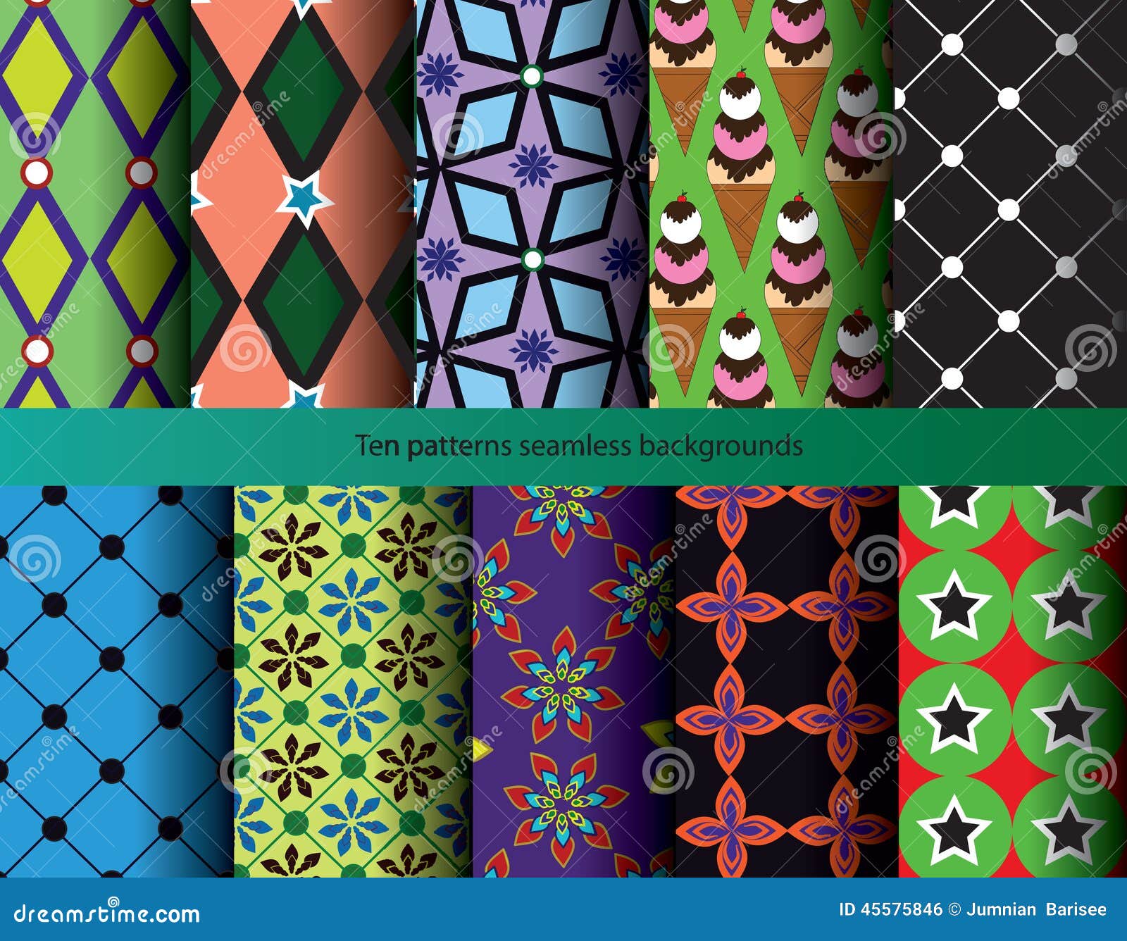 Ten Patterns Nature Backgrounds Seamless. Stock Illustration ...