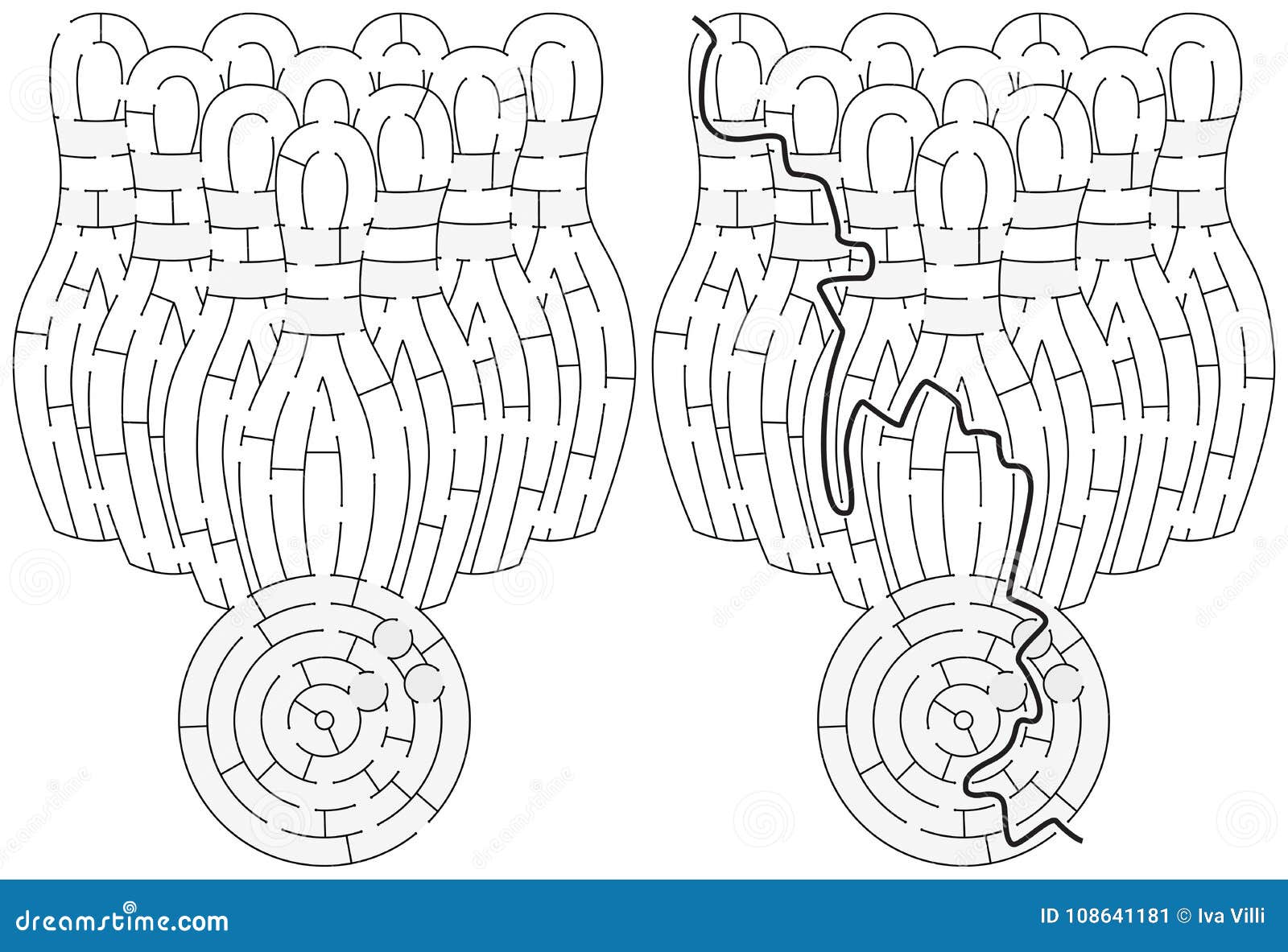 Ten-pin bowling maze stock vector. Illustration of brain - 108641181