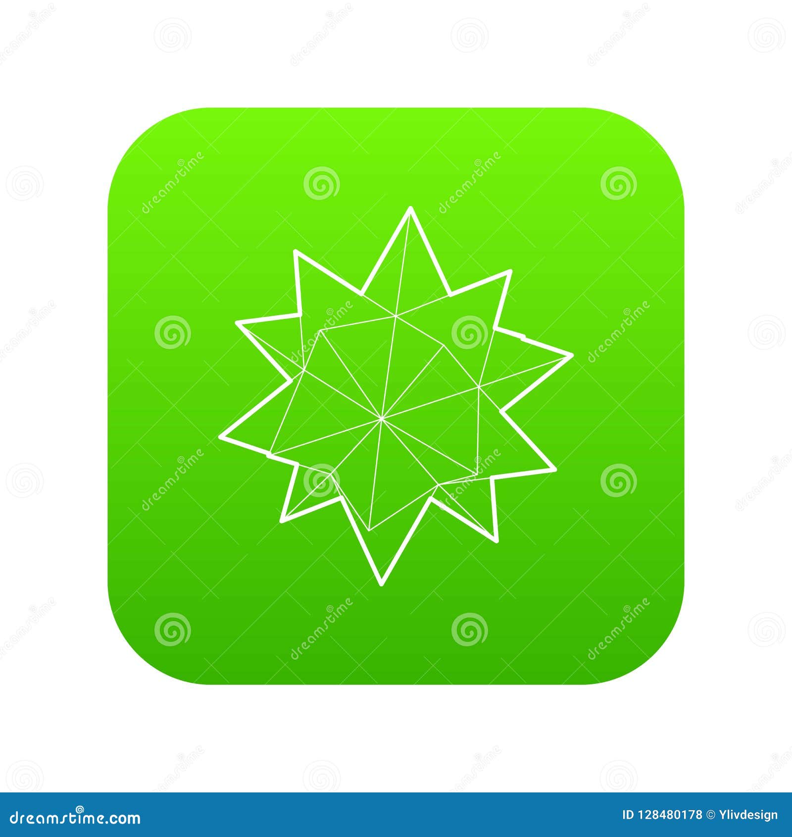 Ten Pointed Star Icon Green Vector Stock Vector - Illustration of ...