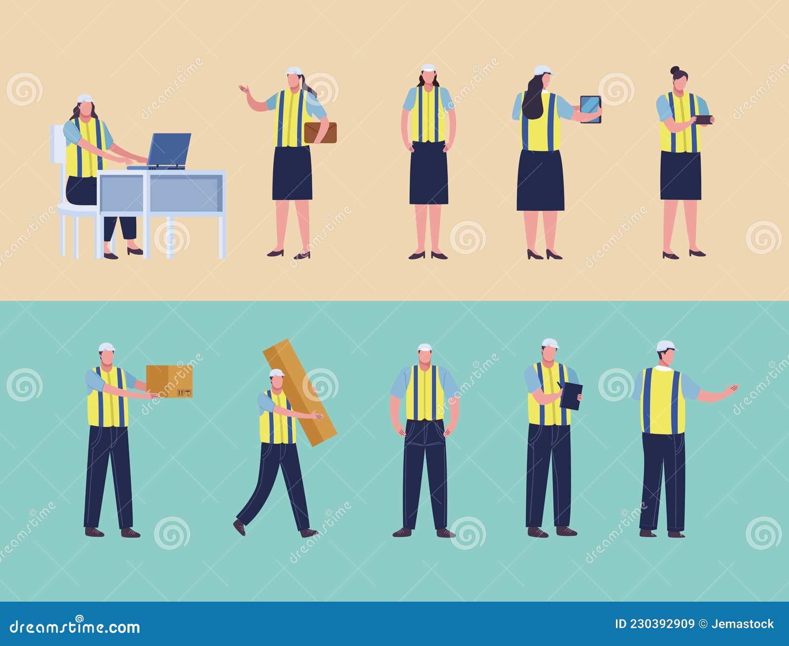 Ten production workers stock vector. Illustration of design - 230392909