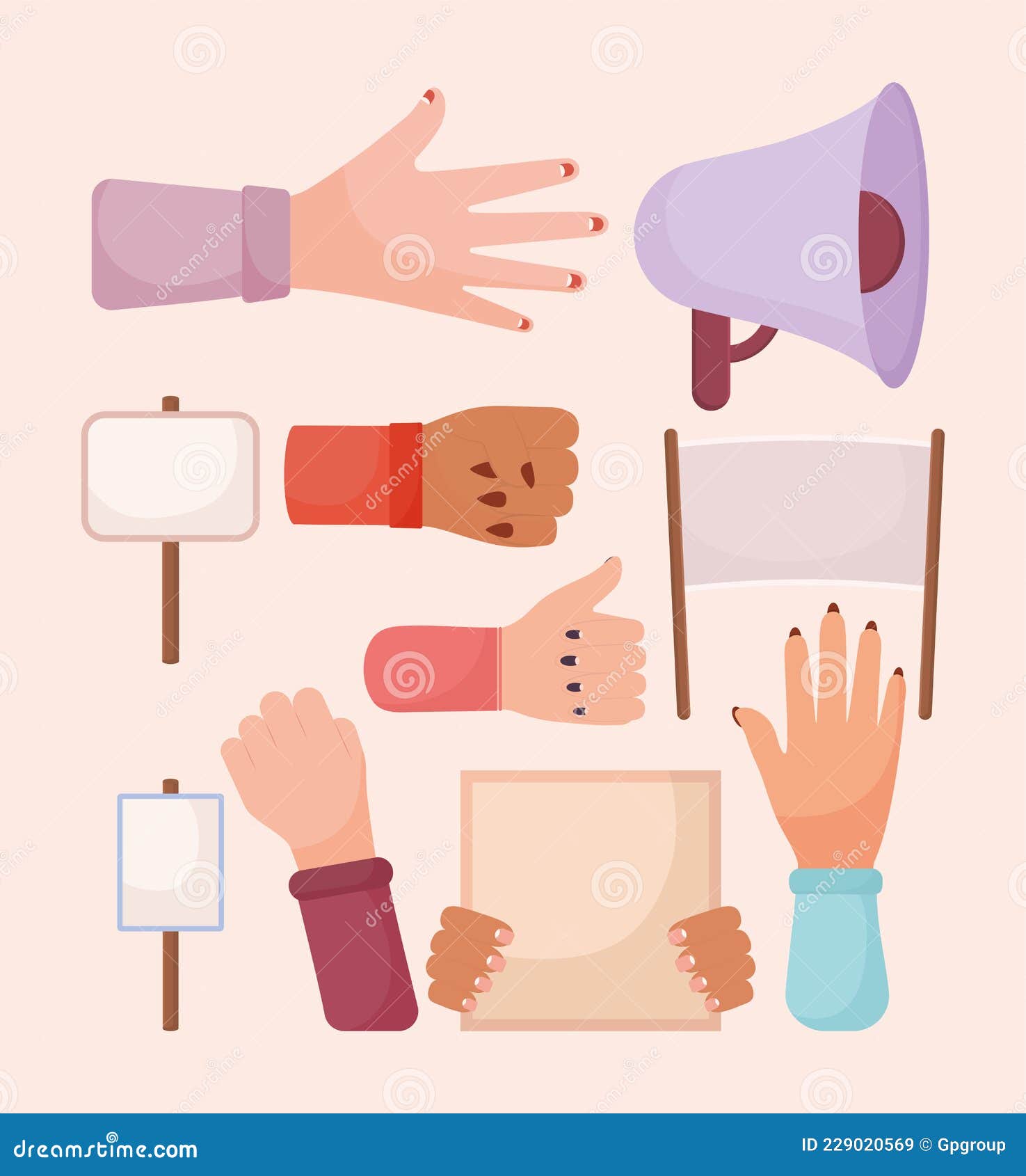 Ten protest items stock vector. Illustration of activist - 229020569