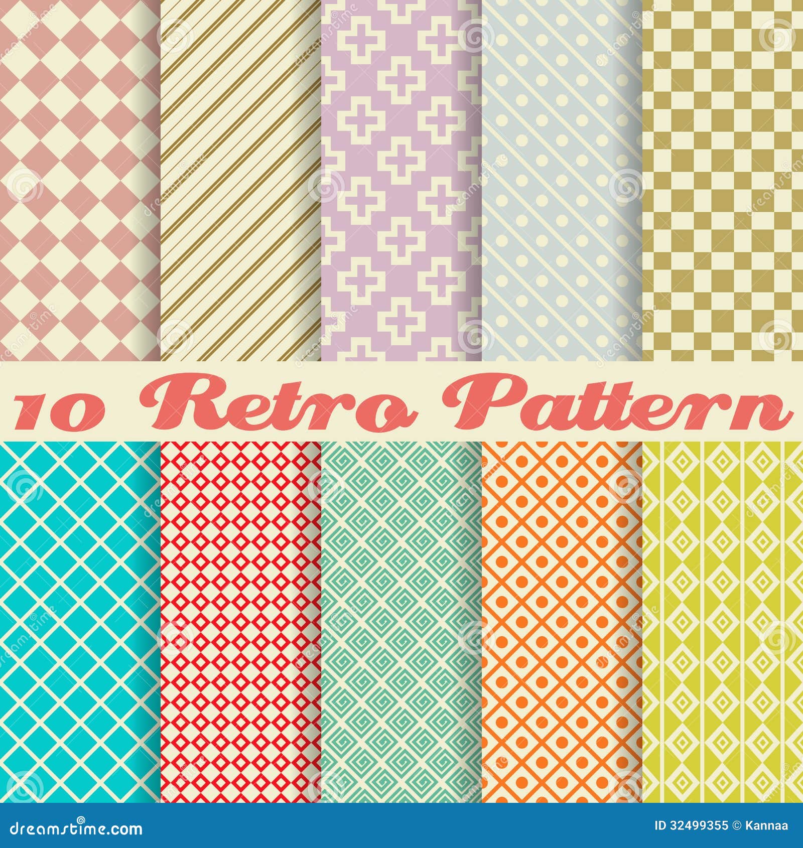 Ten Retro Seamless Patterns Stock Illustrations – 463 Ten Retro ...