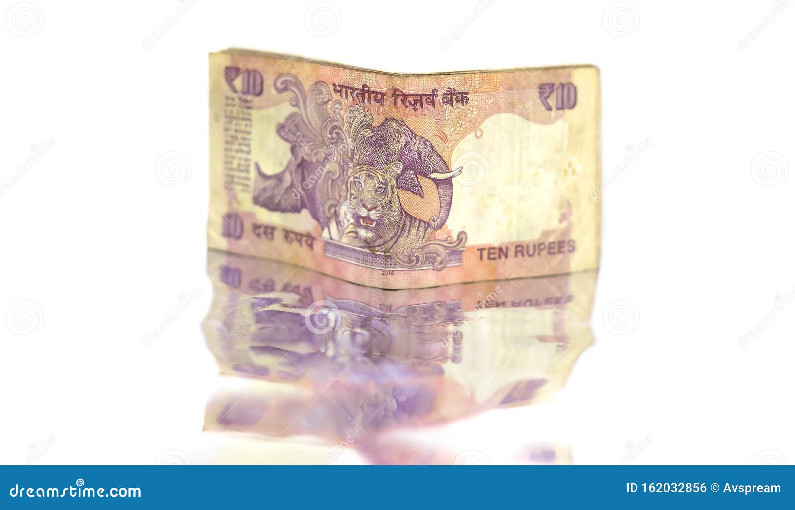 Ten Rupee Old Note (Indian Currency) Back Side Isolated on a White ...