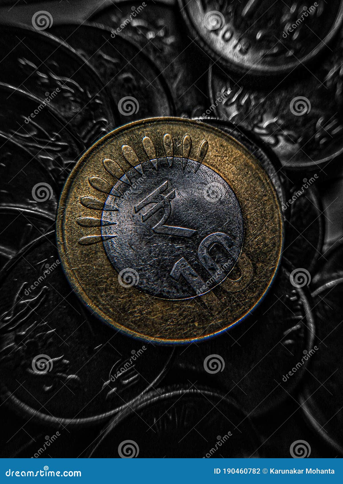 Ten Rupees Indian Coin Close Up Shot Stock Photo - Image of wealth ...