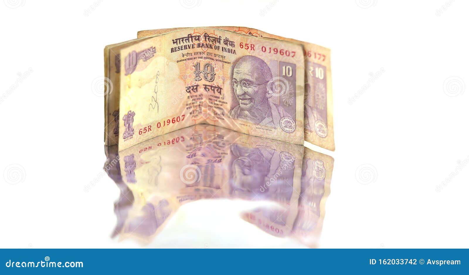 Ten Rupees Note Damaged Old Note (Indian Currency) Isolated on a White ...