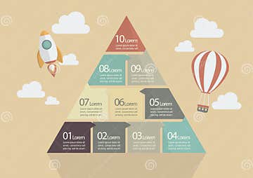 Ten Step of Pyramid Chart Infographic Stock Vector - Illustration of ...