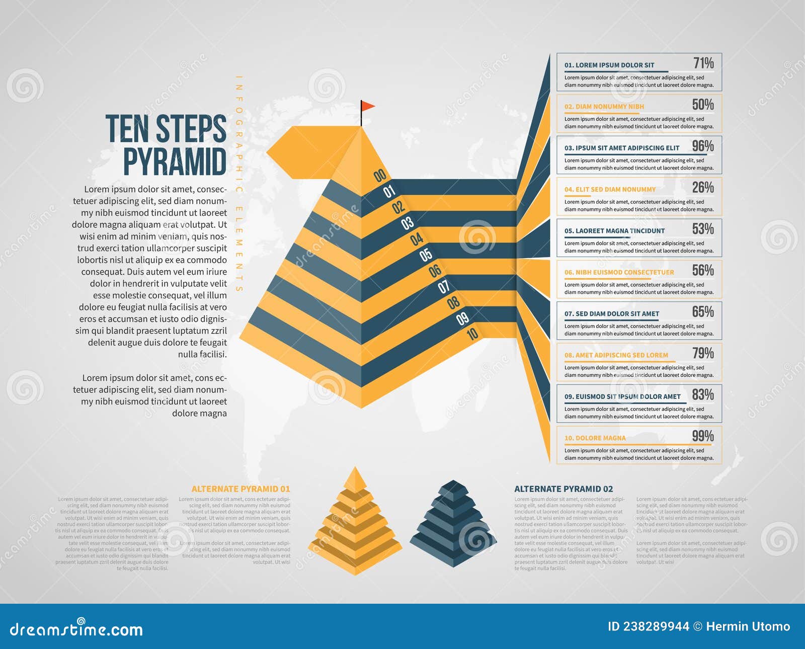Ten Steps Pyramid Infographic Stock Vector - Illustration of label ...