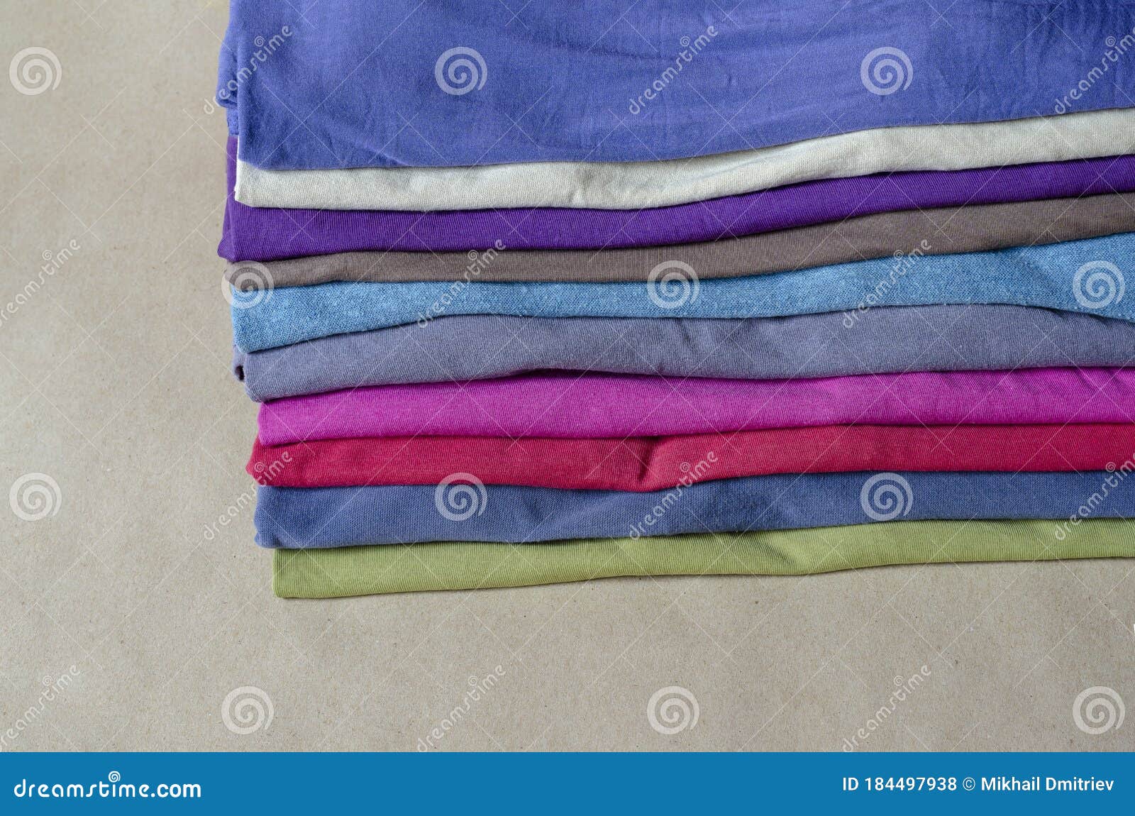 Ten T-shirts of Different Colors Stock Photo - Image of blue, material ...