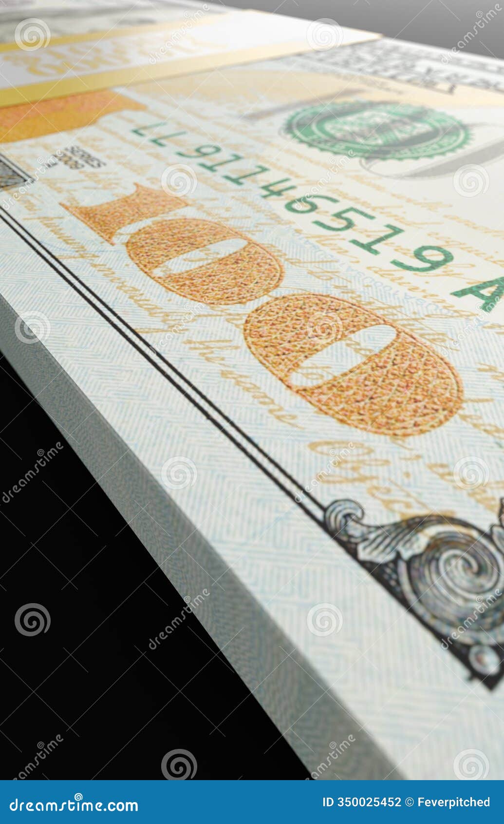 Ten Thousand Dollar Stack of One Hundred Dollar Bills Close-up Abstract ...